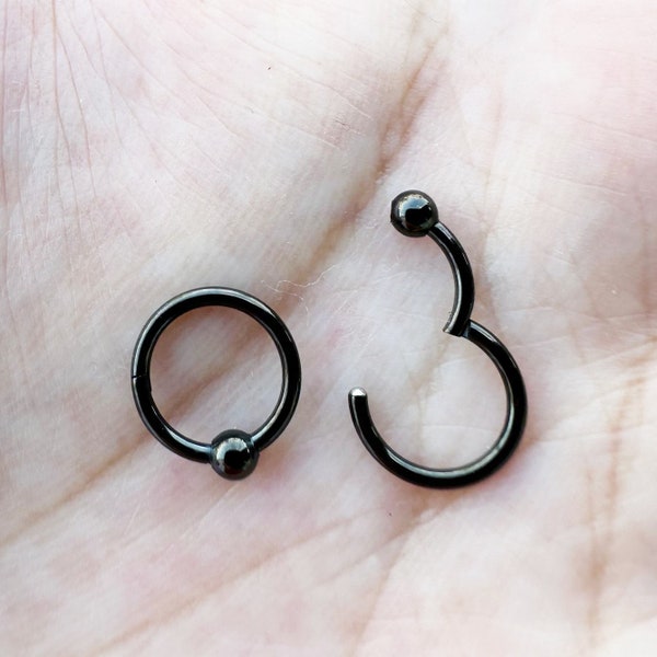 Black Septum Ball Hoop Captive Ring - Etsy