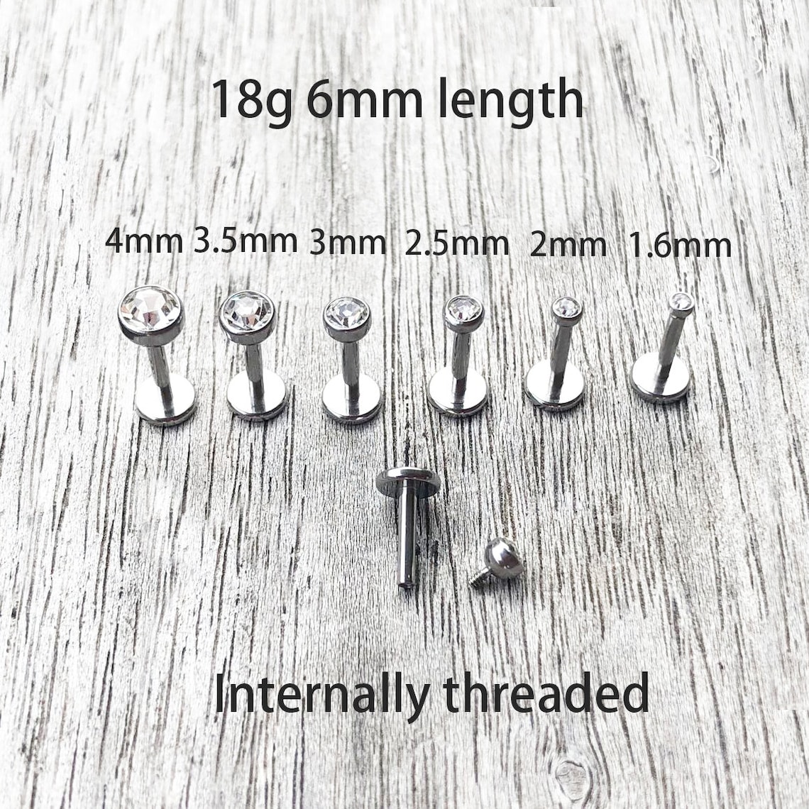 18g 6mm 8mm 10mm Internally Threaded 1.6mm 2mm 2.5mm 3mm - Etsy