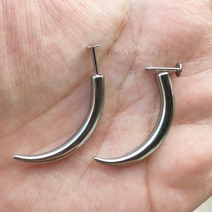 16G 316L Surgical Steel Long Curved Disturbed Chin Lip Ring Labret Horn ...