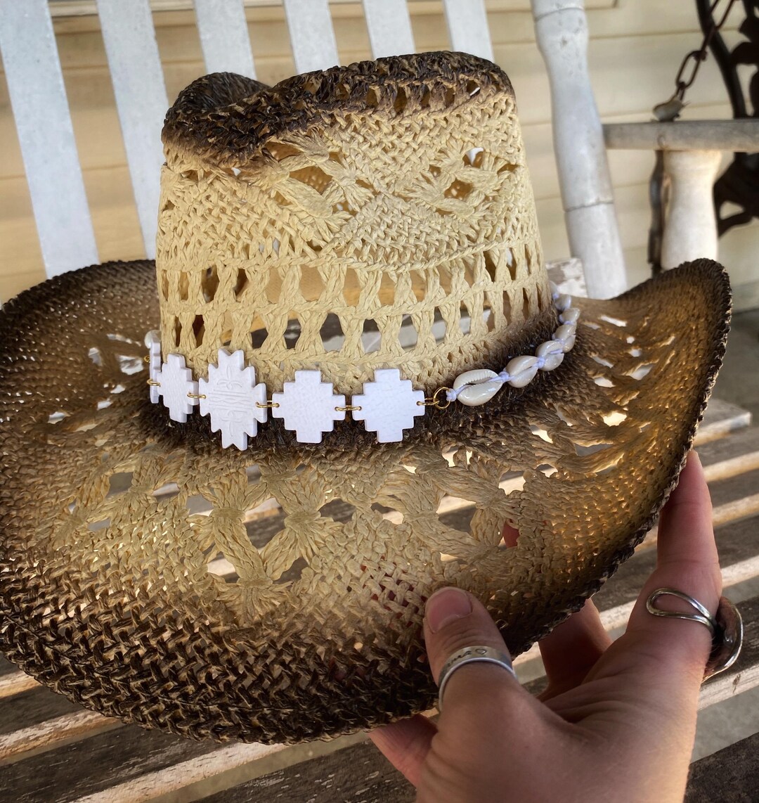 Coastal Cowgirl Hat Band, Polymer Clay Hat Band, Western, Cowries ...