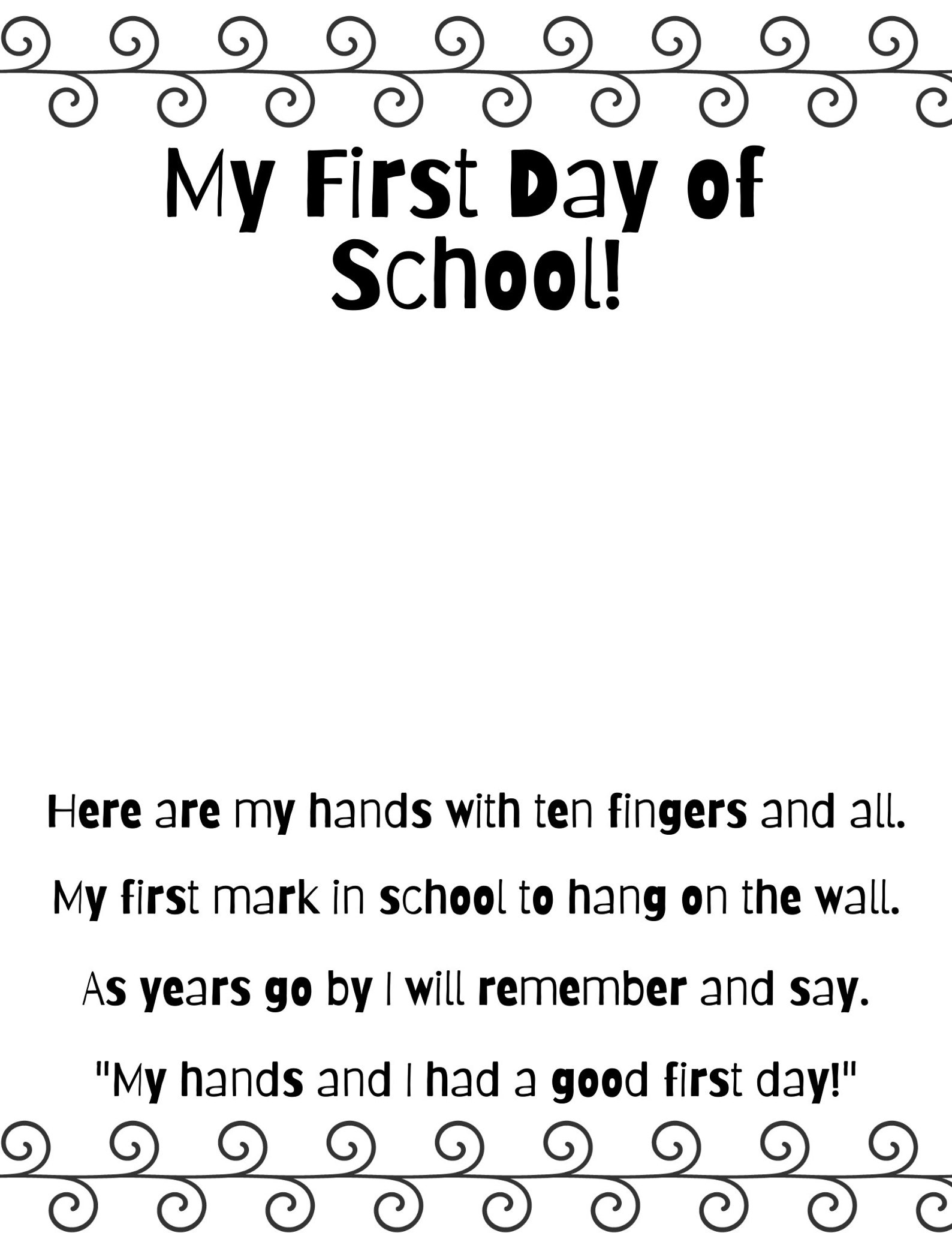 All About Me Preschool Worksheet, First Day of Preschool Handprint Poem ...