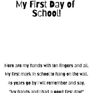 All About Me Preschool Worksheet, First Day of Preschool Handprint Poem ...