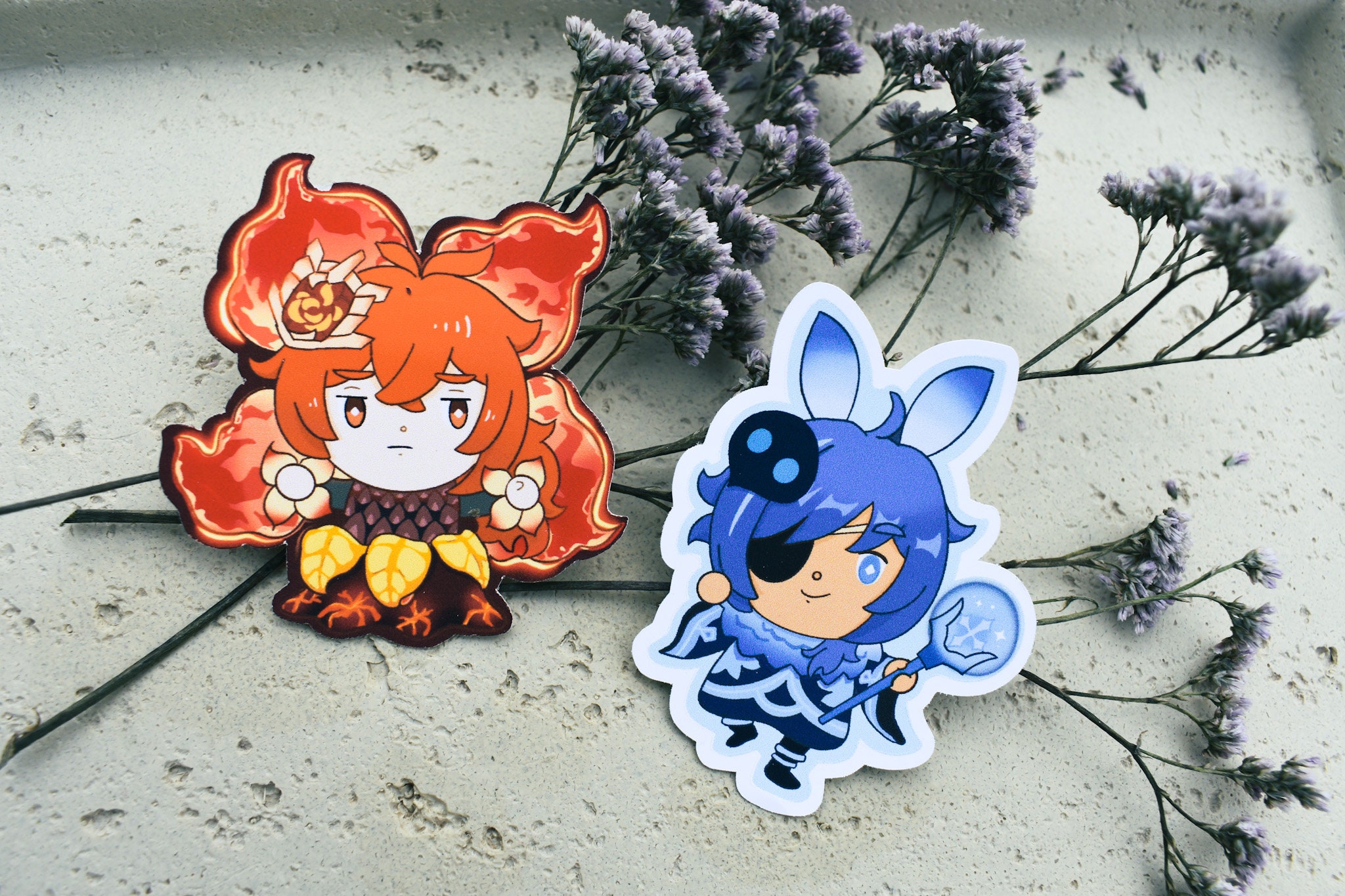 Diluc Pyro Regisvine Sticker Kaeya X Cryo Mage Genshin - Etsy