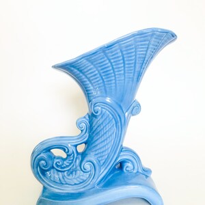 Vintage Blue Cornucopia Vase or Planter, Bisqueware Planter - Etsy