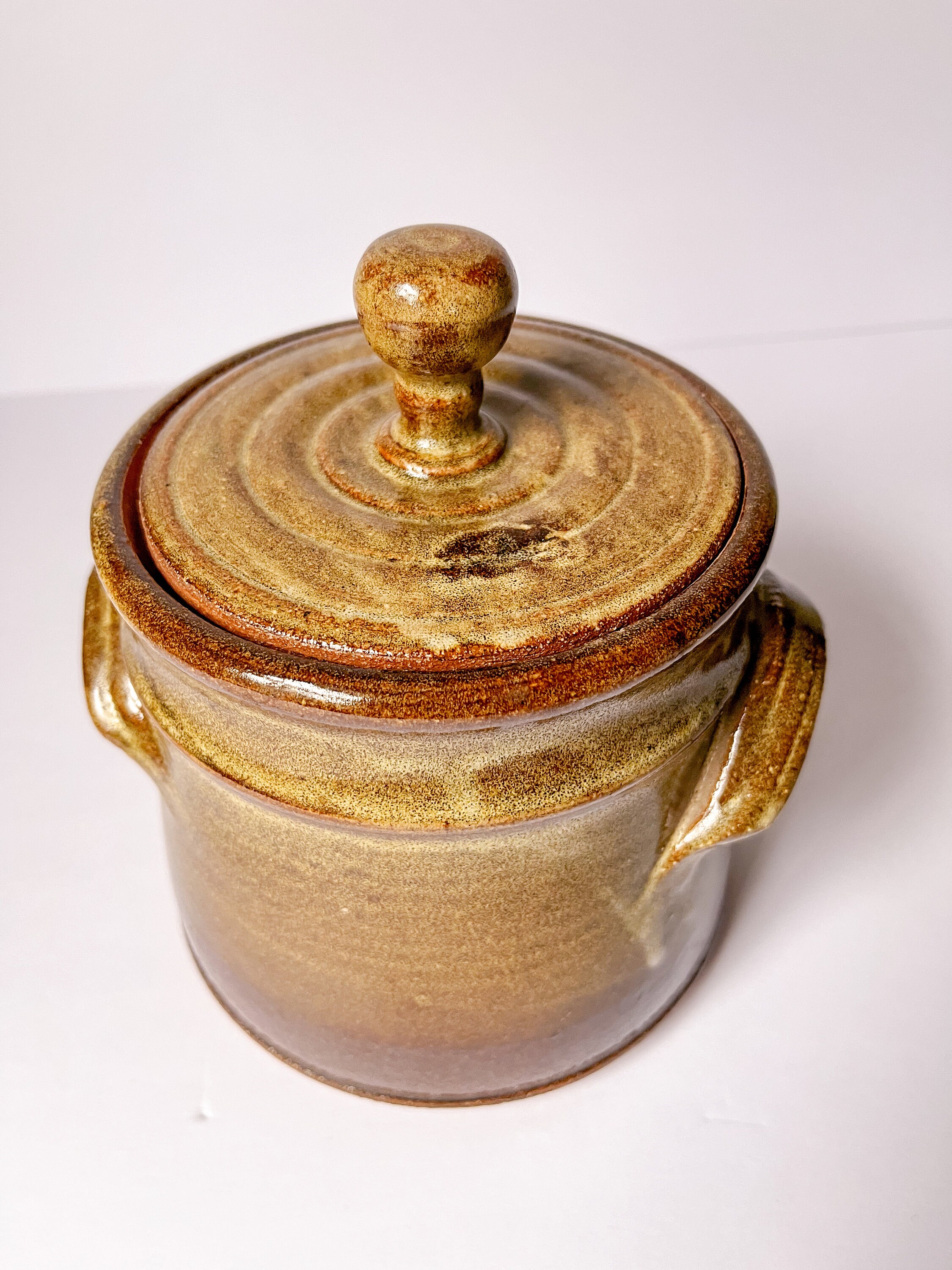 Vintage Stoneware Crock Jar With Lid, Vintage Ceramic Pottery, Earth ...