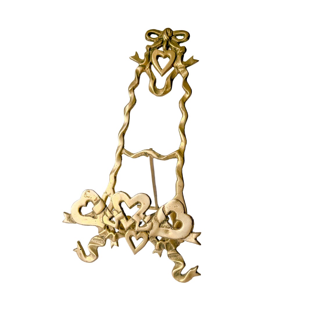 Brass Easel Frame or Photo Display With Heart and Ribbon - Etsy