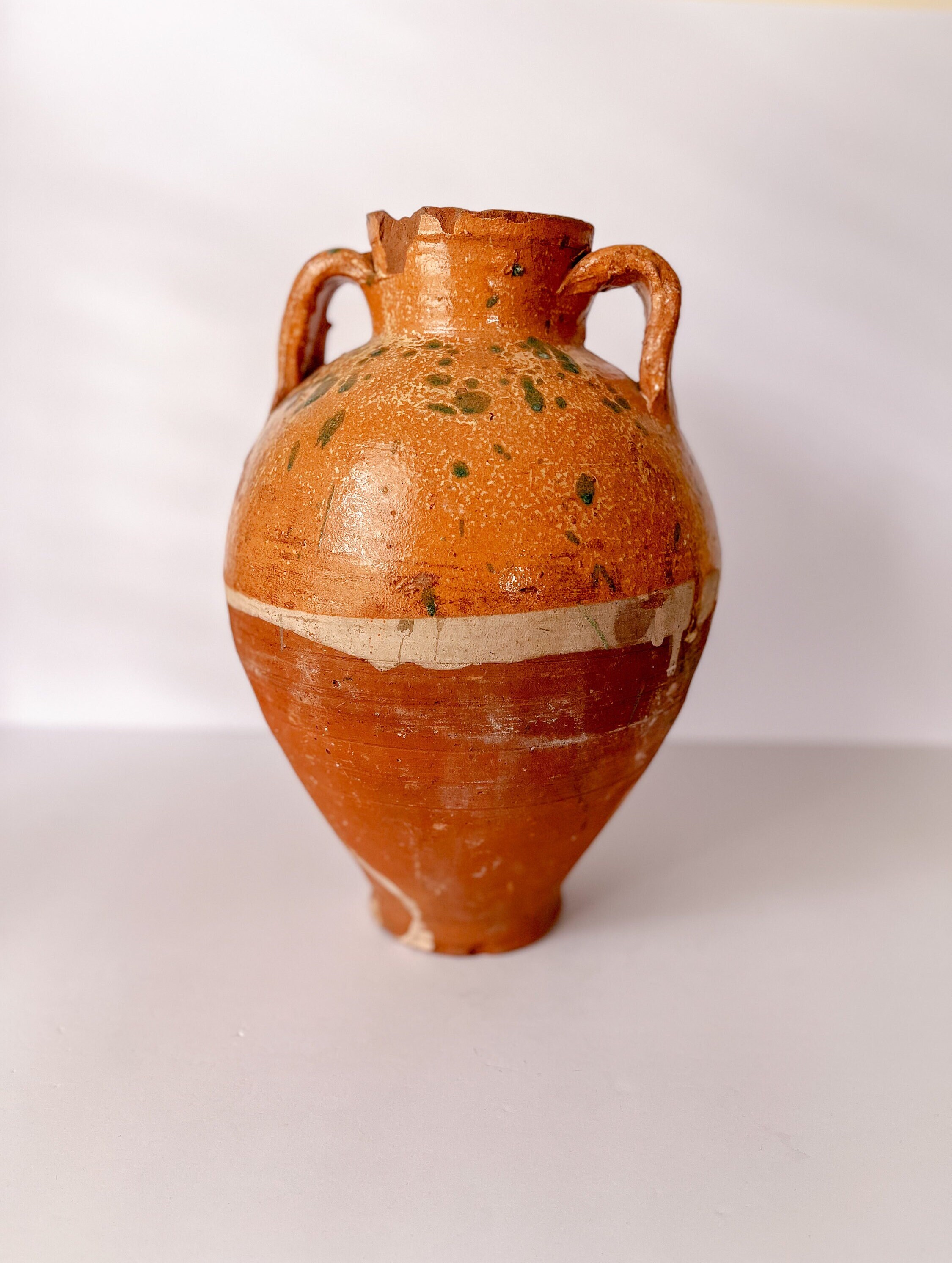 Antique Turkish Terracotta Clay Olive Jar, Green Glaze, Earthenware - Etsy