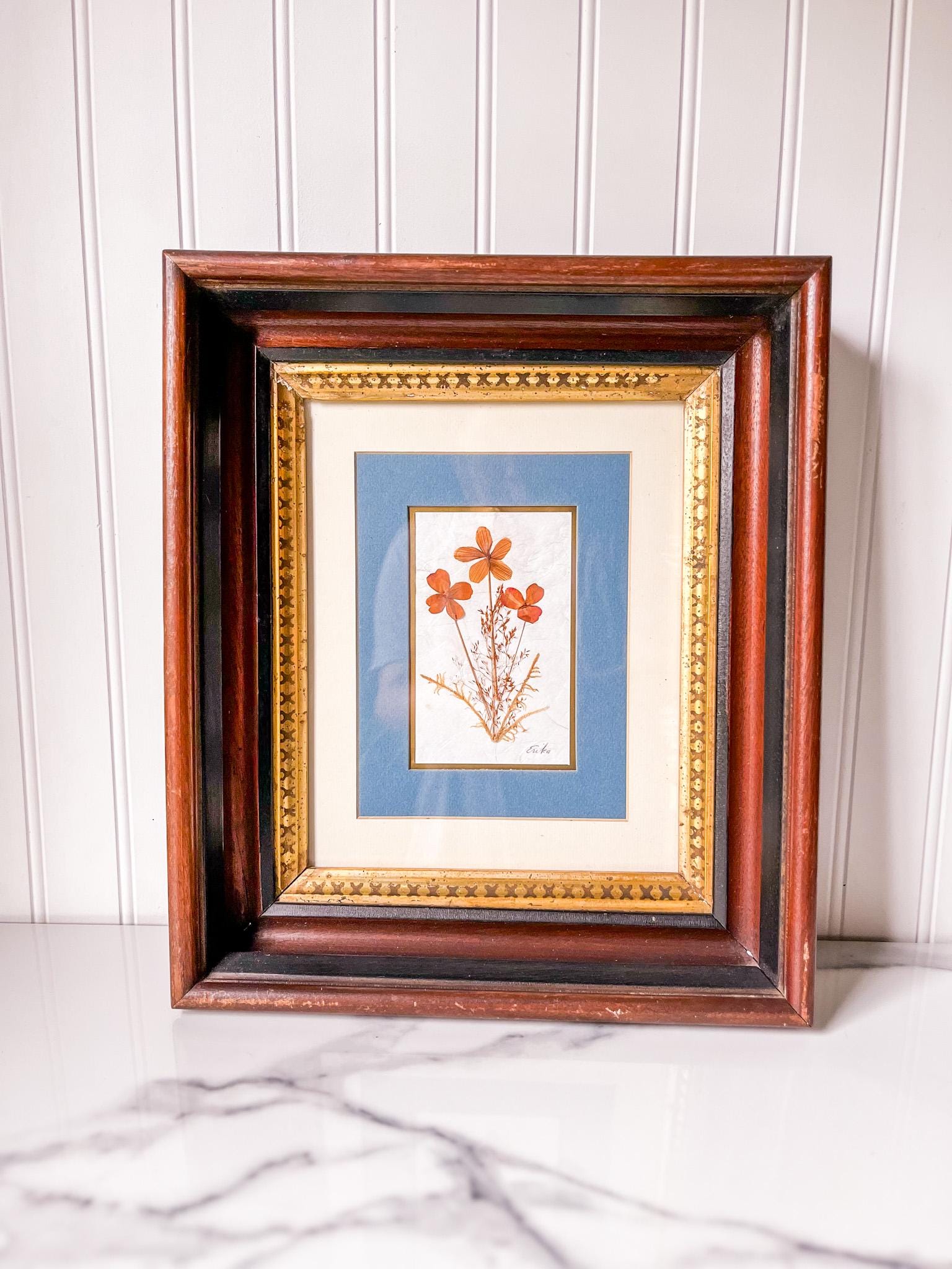 Antique Shadow Box Frame With Pressed Flowers - Etsy
