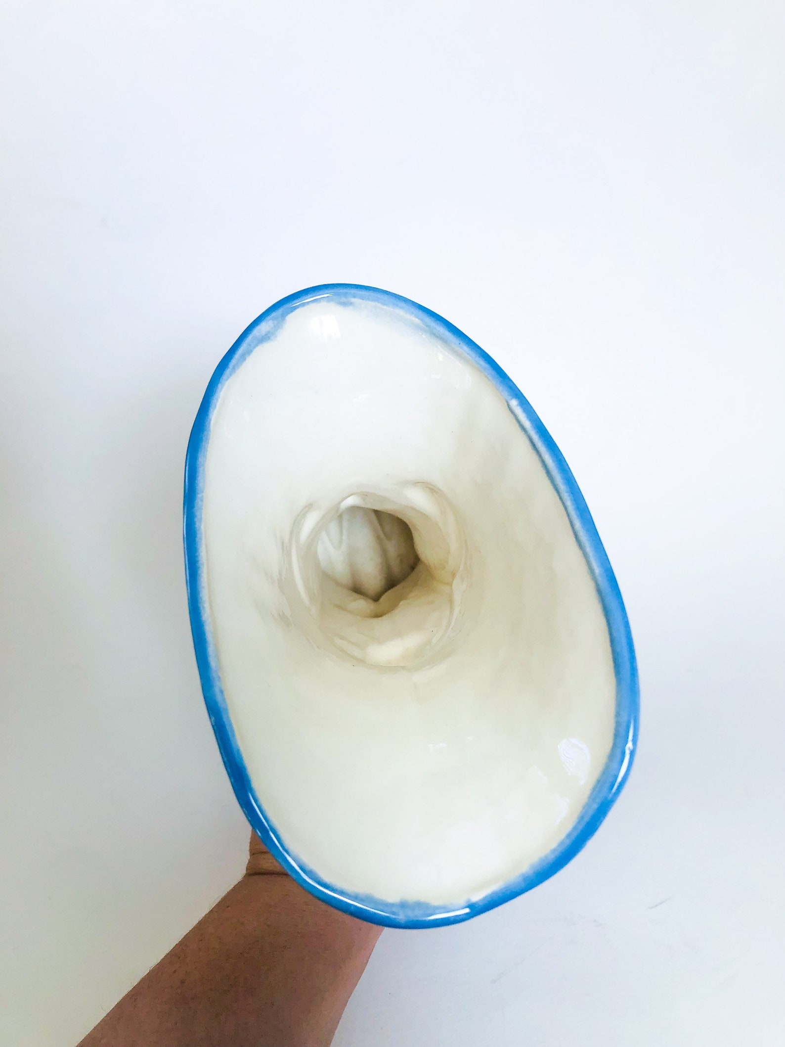 Vintage Blue Cornucopia Vase or Planter, Bisqueware Planter - Etsy