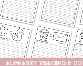 Alphabet Tracing and Coloring - Etsy