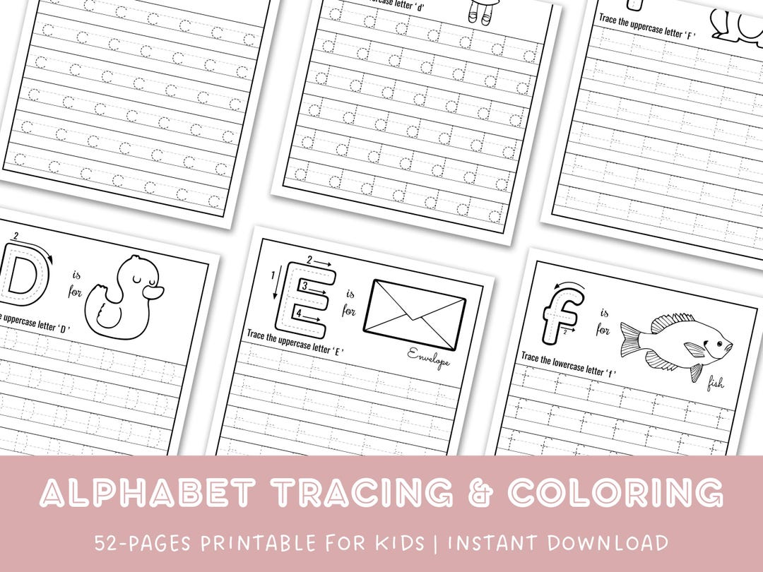 Alphabet Tracing & Coloring Pages | A-Z Upper and Lowercase Handwriting ...