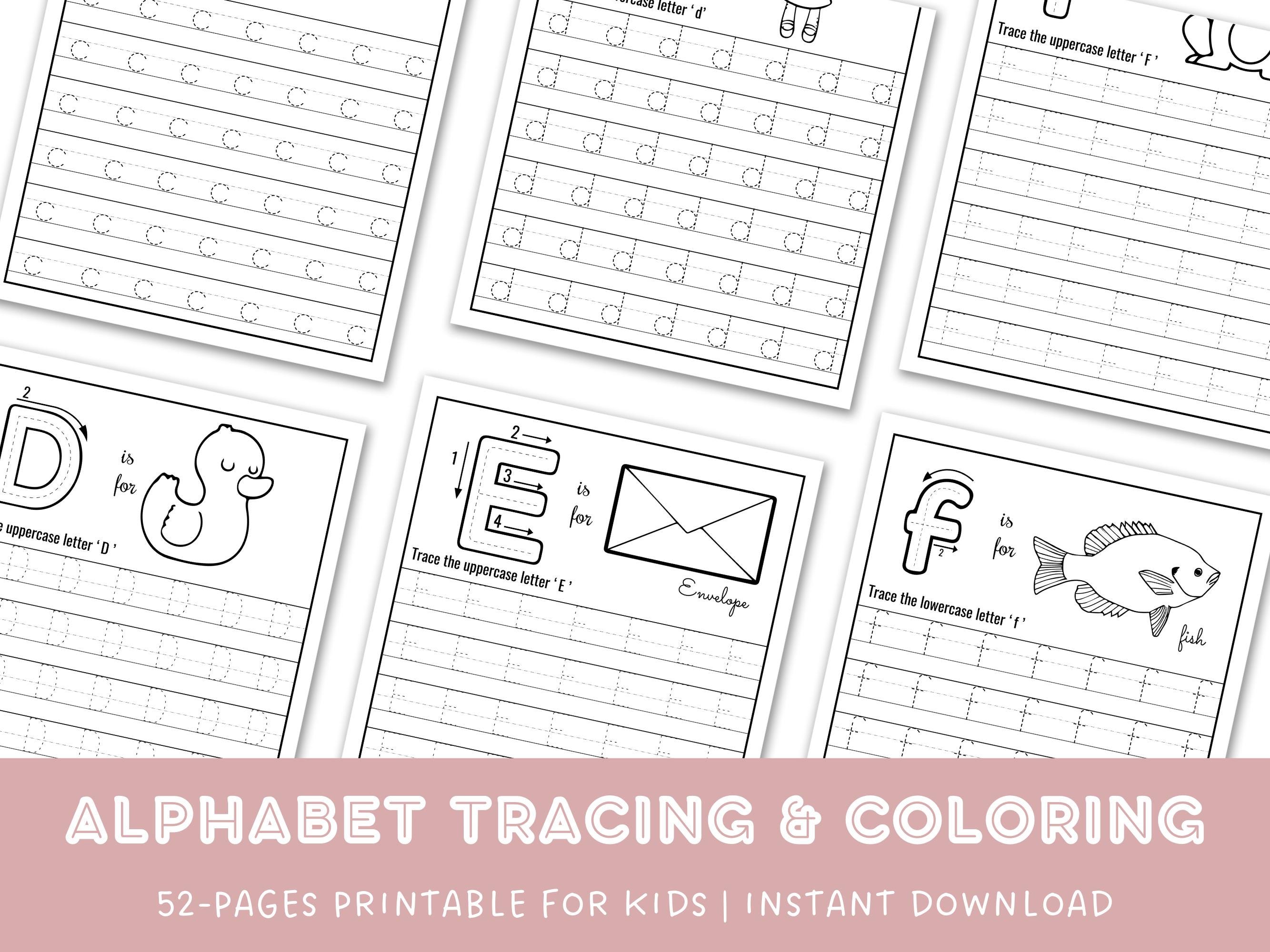 Alphabet Tracing & Coloring Pages | A-Z Upper and Lowercase Handwriting ...