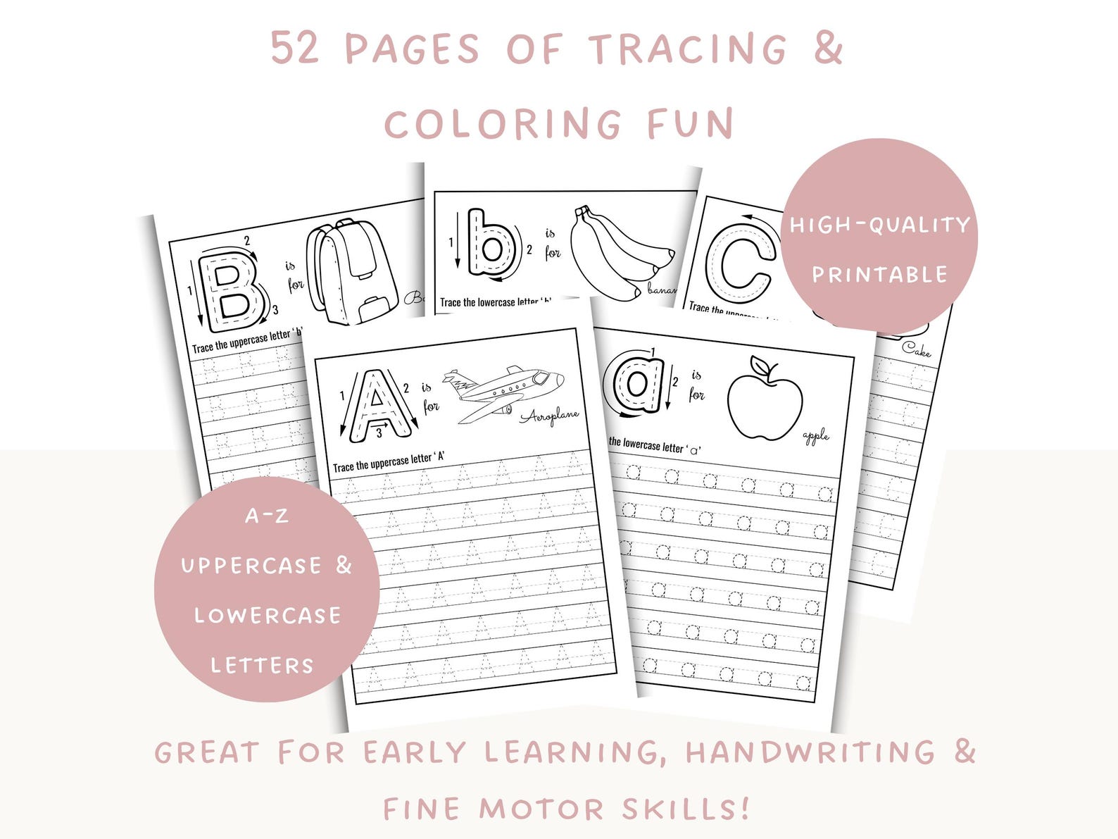 Alphabet Tracing & Coloring Pages | A-Z Upper and Lowercase Handwriting ...