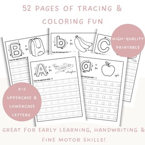 Alphabet Tracing & Coloring Pages | A-Z Upper and Lowercase Handwriting ...