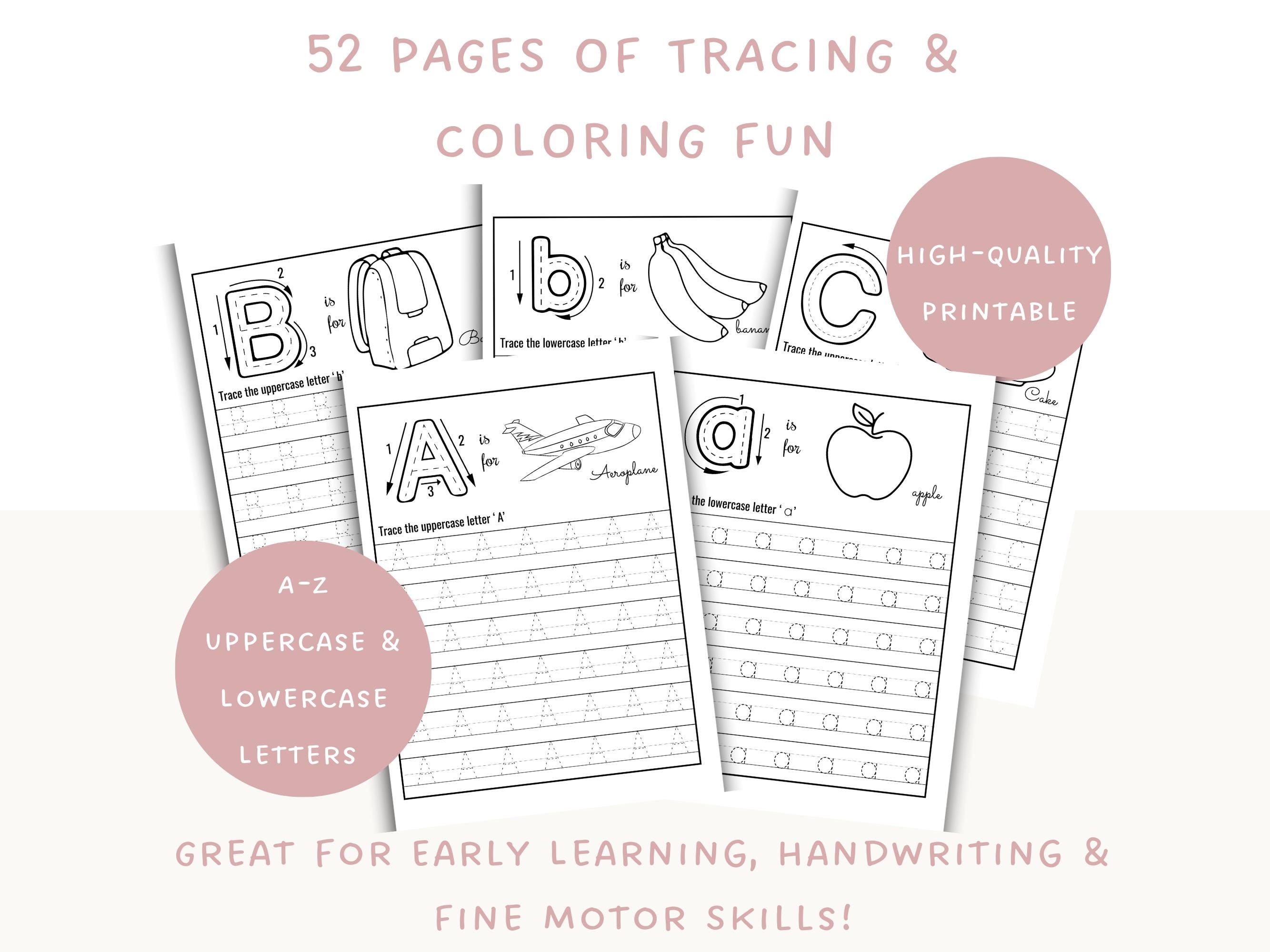 Alphabet Tracing & Coloring Pages | A-Z Upper and Lowercase Handwriting ...