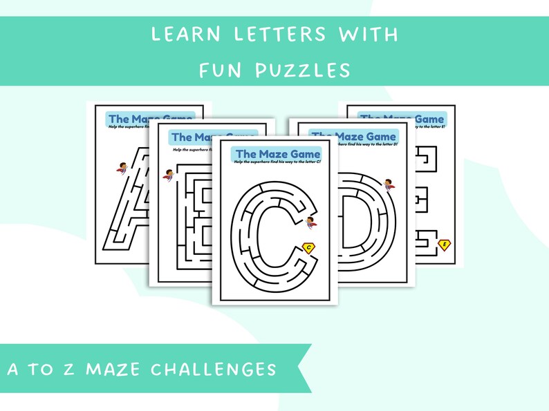 100-page Bundle Maze Game Printable | Alphabet, Numbers & Shapes | Kids ...