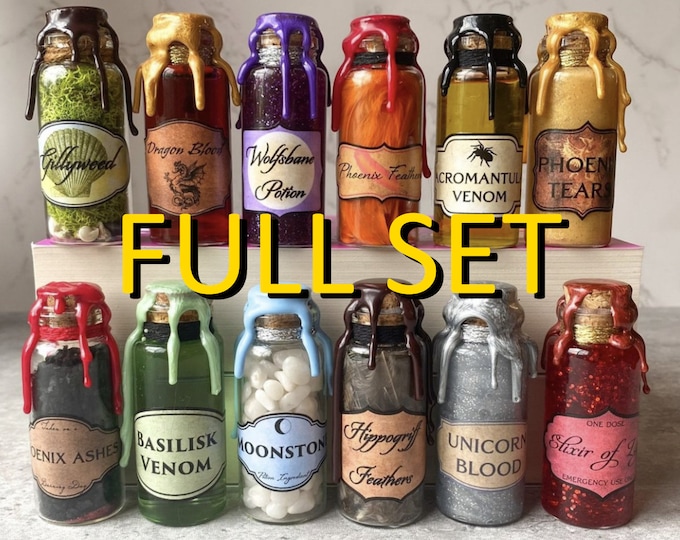FULL SET MINI Magical Potions Magical Apothecary Potion Bottle Witch and Wizard Potion Halloween ...