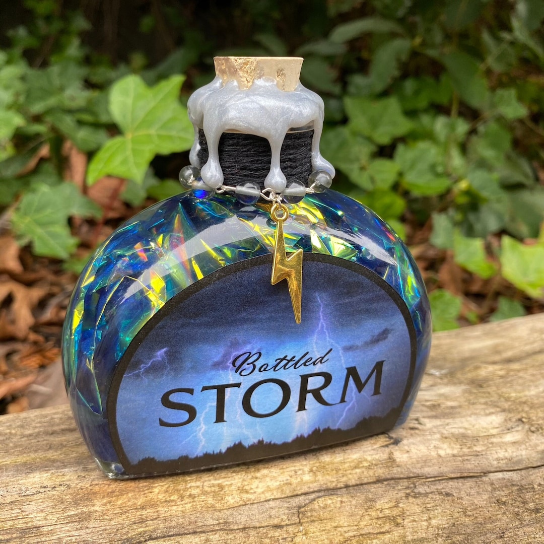 Bottled Storm | Color Changing Decorative Potion Bottle | Bookshelf ...