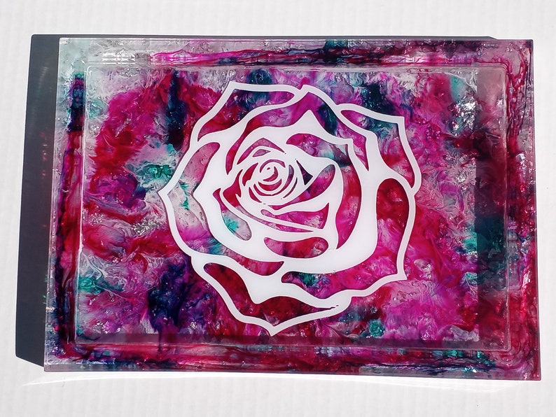 Decorative Trays Resin Art Rose Floral Custom Rolling Tray One of a ...