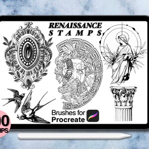 100 Procreate Renaissance Stamps | Procreate Brushes | Tattoo Style ...