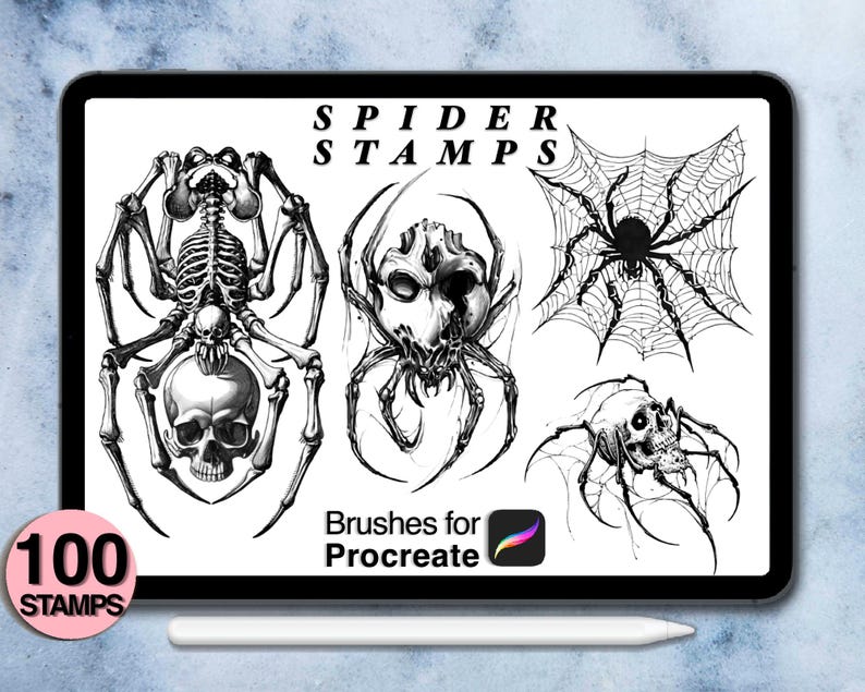 100 Spider Procreate Stamps: Tattoo Art Brushes (digital Download) - Etsy