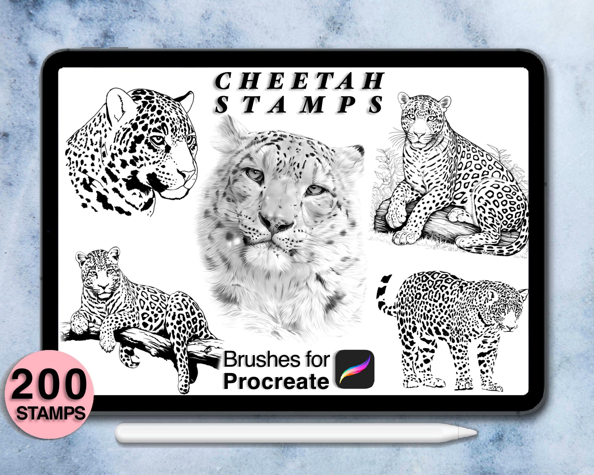 200 Procreate Cheetah Stamps | Procreate Brushes | Tattoo Style | Save ...