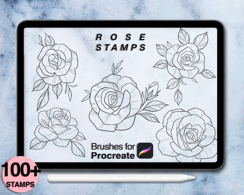 100 Procreate Rose Stamps Procreate Brushes Floral Tattoo - Etsy
