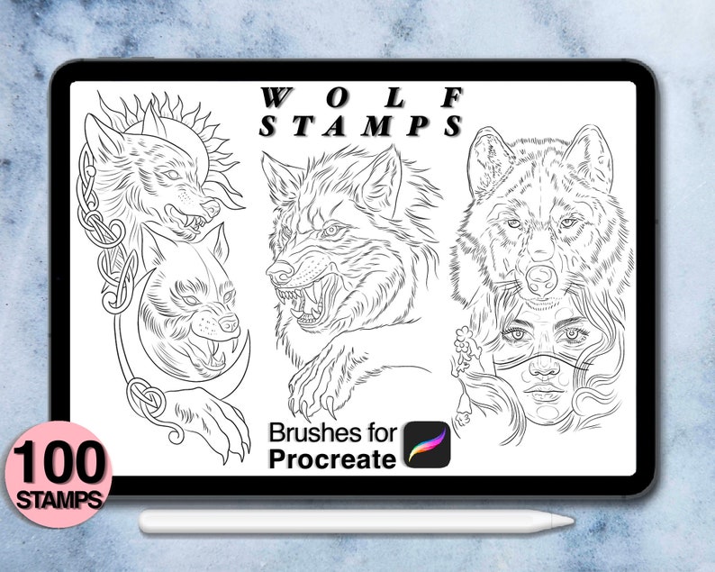 100 Procreate Wolf Stamps | Procreate Brushes | Tattoo Style | Save Your Time and Explore Now - Etsy