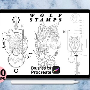 100 Procreate Wolf Stamps | Procreate Brushes | Tattoo Style | Save Your Time and Explore Now - Etsy