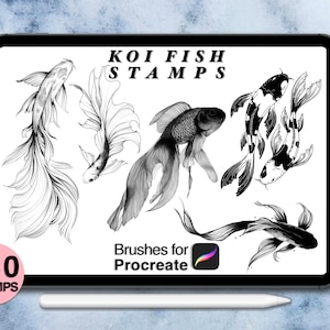 160 Procreate Koi Fish Stamps: Tattoo Style Brushes (digital Download ...