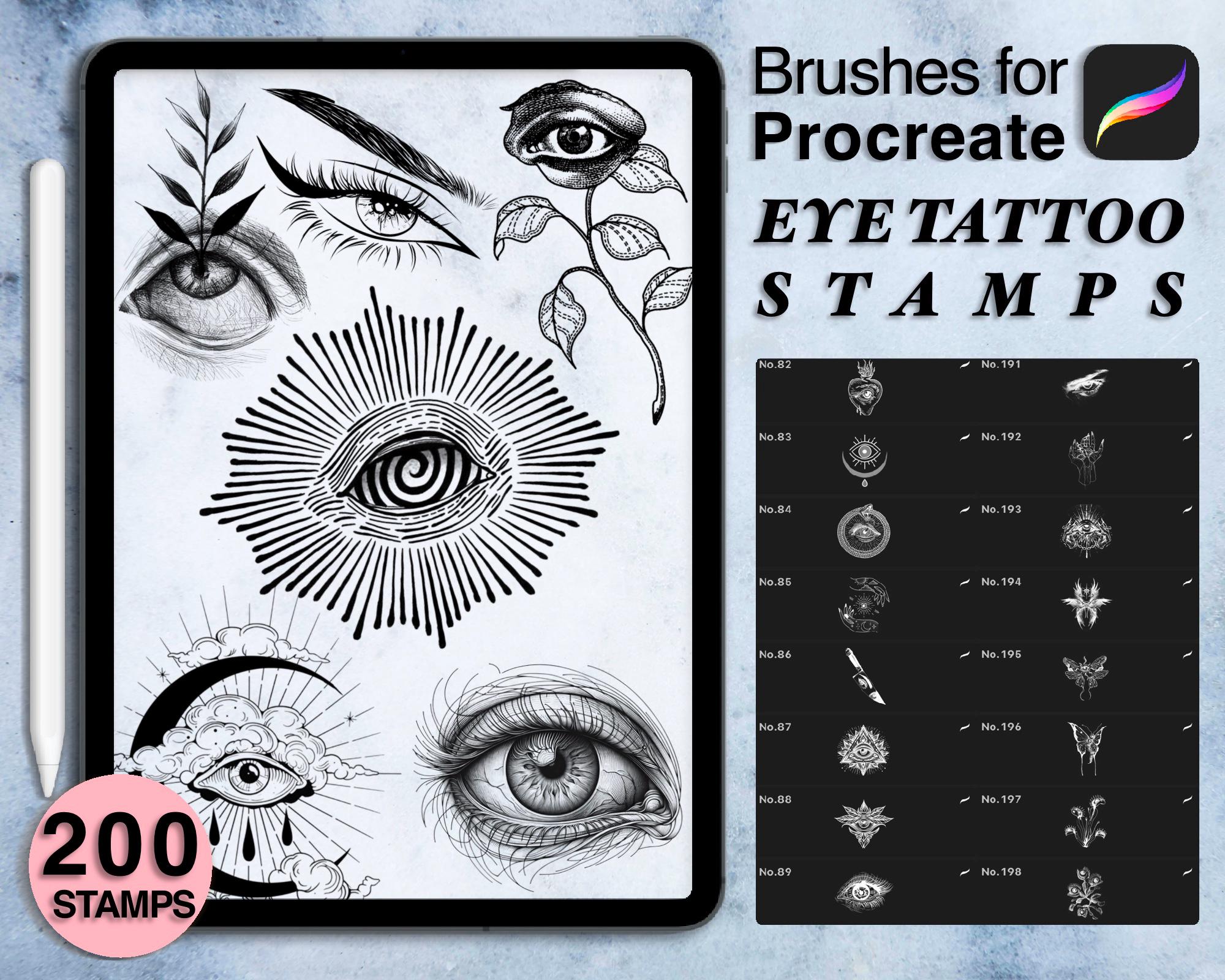 200 Procreate Eye Stamps Procreate Brushes Eye Tattoo Style Save Your ...