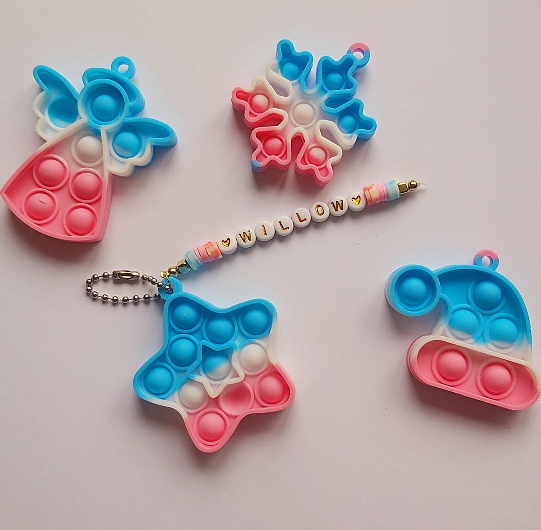 Christmas Personalised Pop Fidget Silicone Bubble Sensory Toy Keychain ...