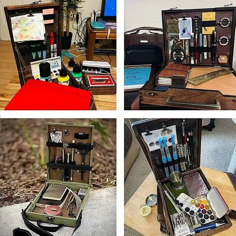 Wooden Handmade Artist Tool Storage Box, Pottery Tool Bag & Art ...