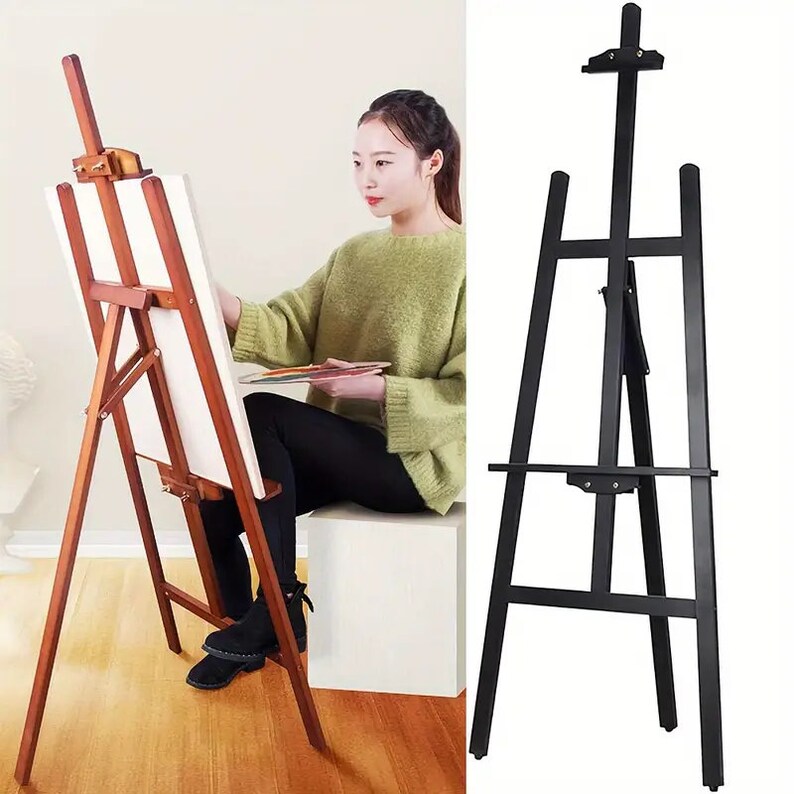 Beech Wood Studio Easel Tripod Wooden Floor Easel, Artist Easel, Studio ...