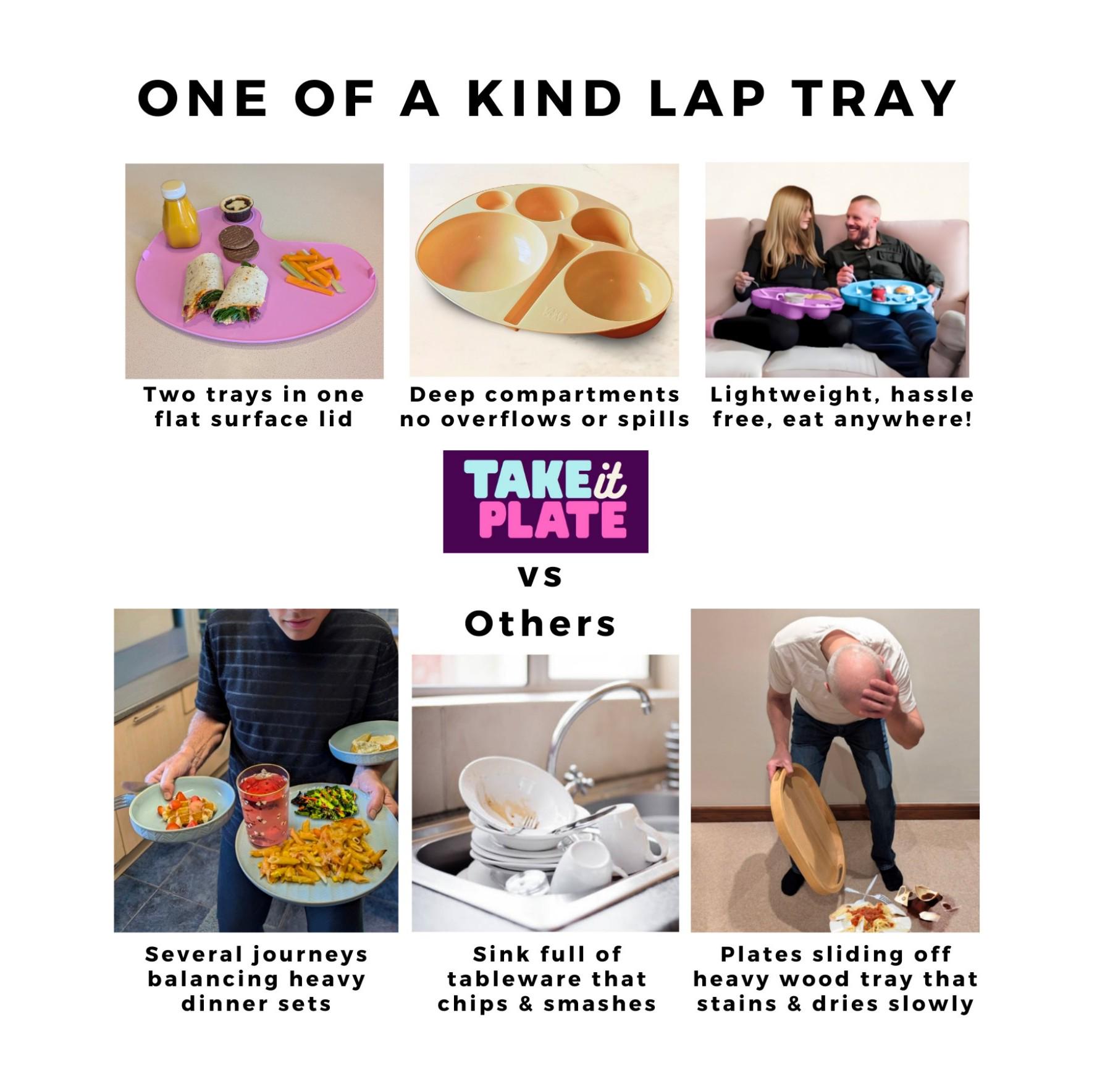 Number 1 Food Lap Tray With Dividers, Lid Included, TV, Useful ...