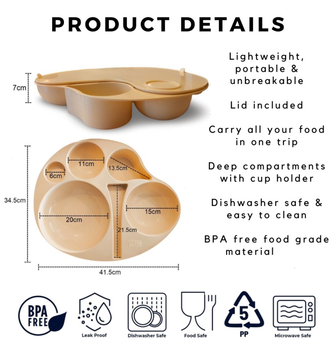 Number 1 Food Lap Tray With Dividers, Lid Included, TV, Useful ...