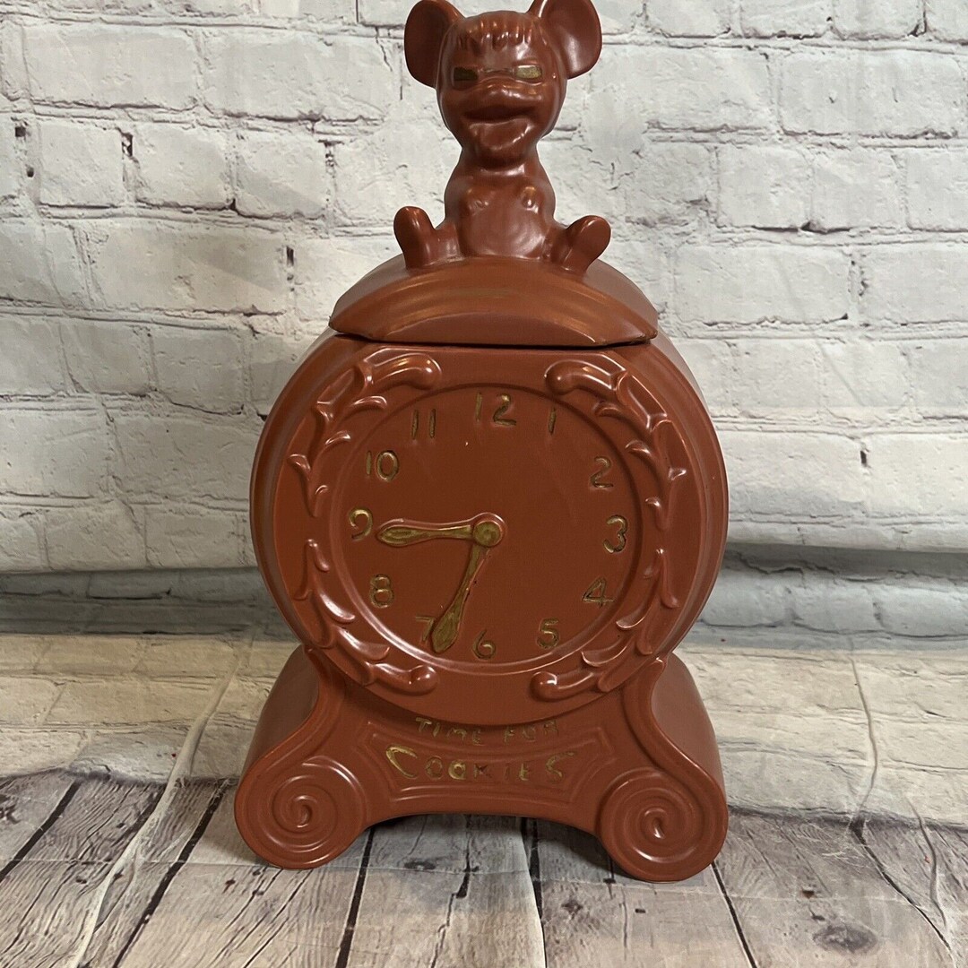 Vintage 1960 Mcoy Pottery Time for Cookies Jar Blind Mouse on Clock ...
