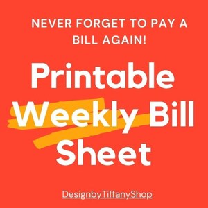 Printable Weekly Bill Sheet, Digital Download, Slush Fund, Bill Tracker ...