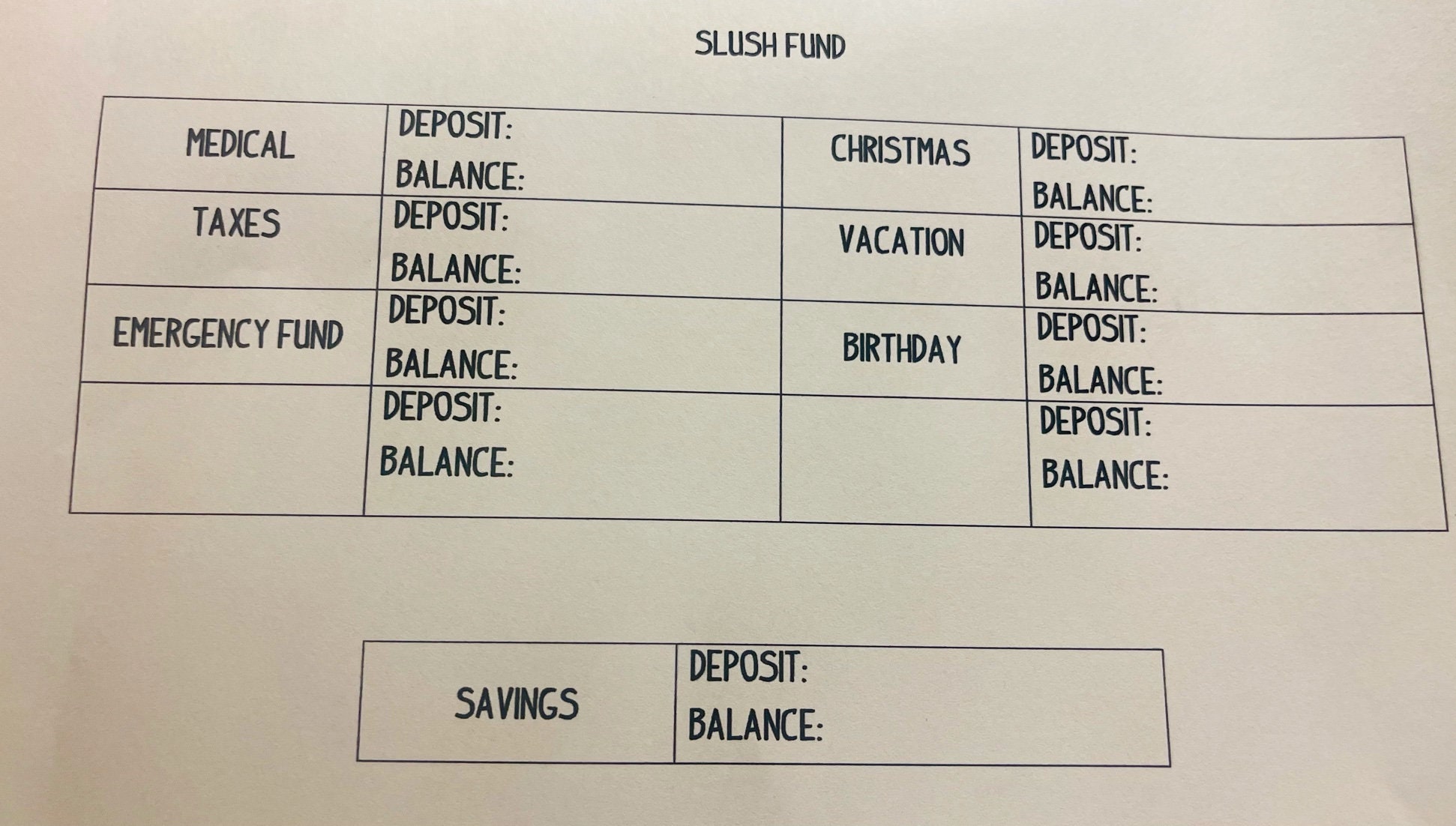 Printable Weekly Bill Sheet, Digital Download, Slush Fund, Bill Tracker ...
