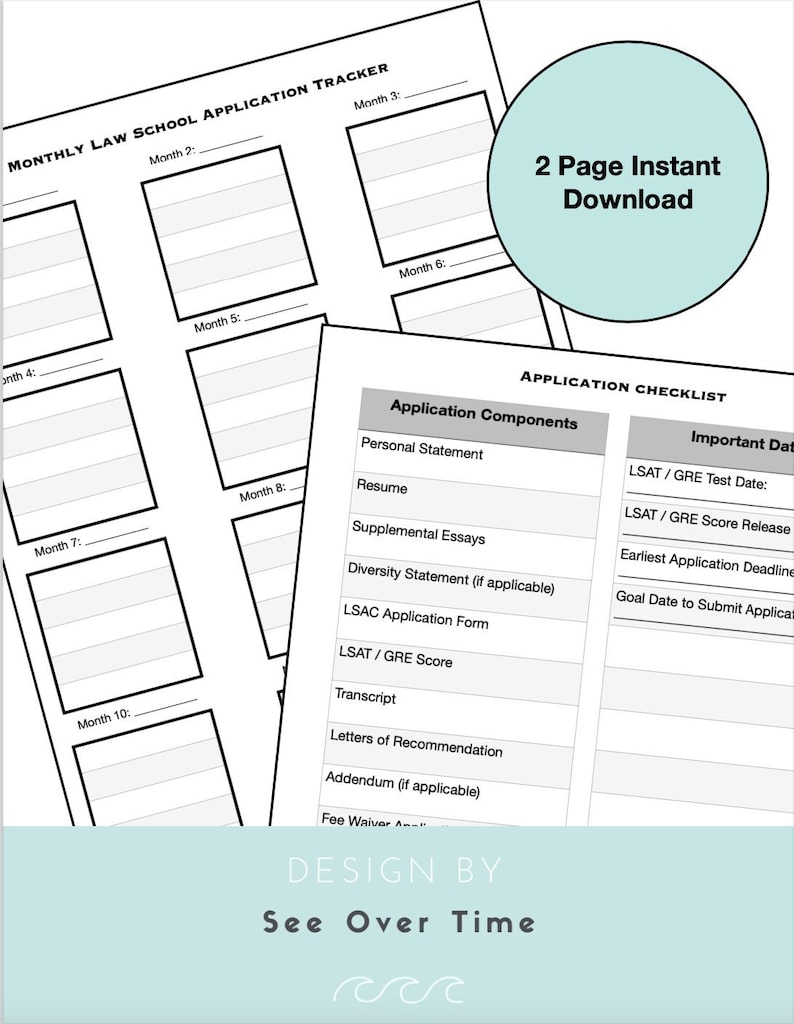 Law School Application Tracker - Instant Download - Etsy