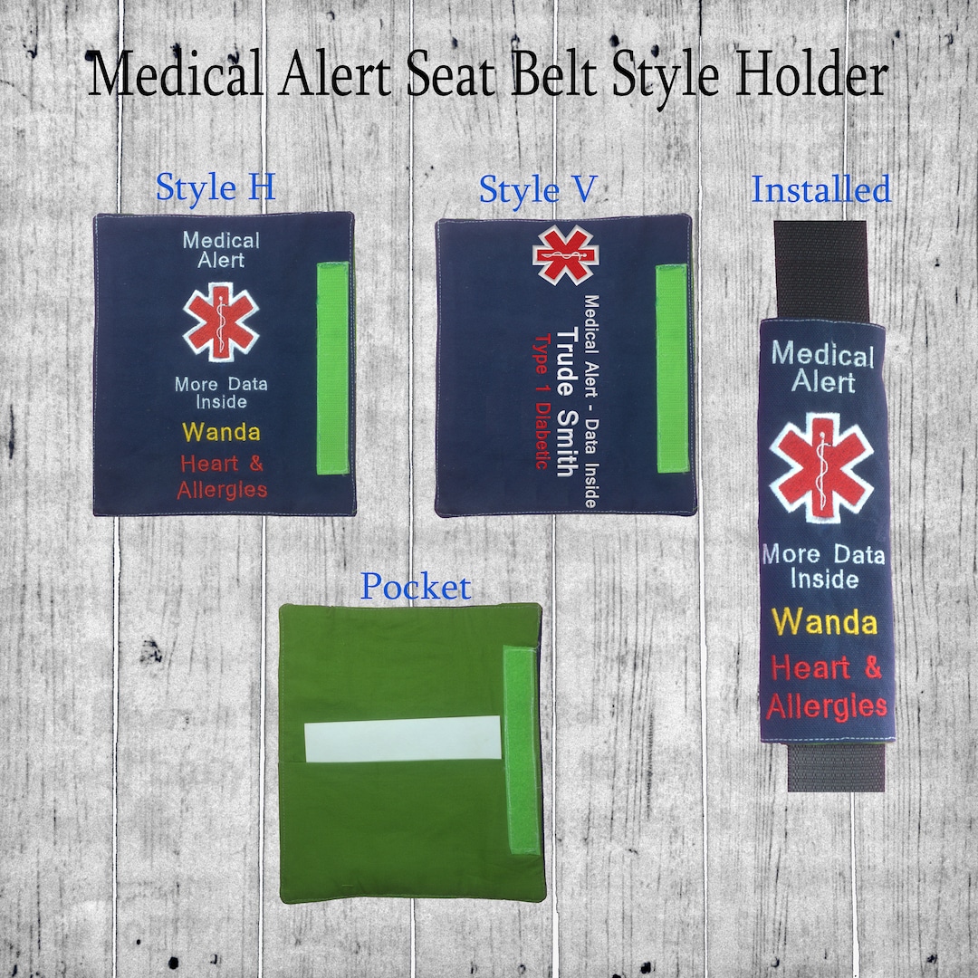 Custom Medical Alert Seat Belt Cover, Personalized Embroidered Text (75 ...