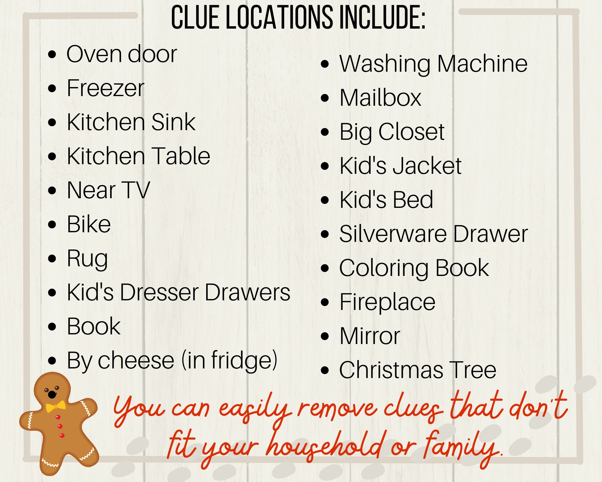 Gingerbread Man Scavenger Hunt Clues Cookie Scavenger Hunt | Etsy Canada