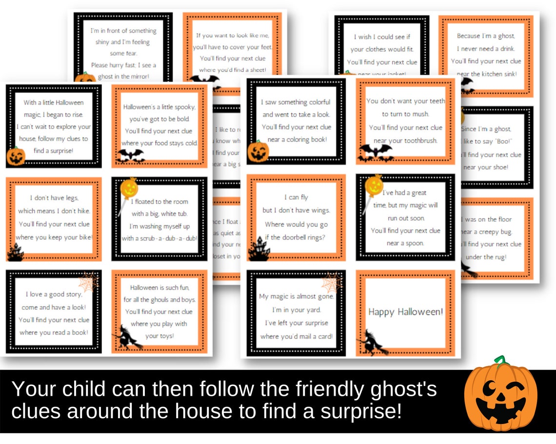 Halloween Scavenger Hunt Clues - Etsy