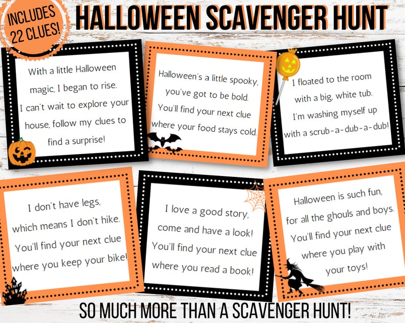 Halloween Scavenger Hunt Clues - Etsy