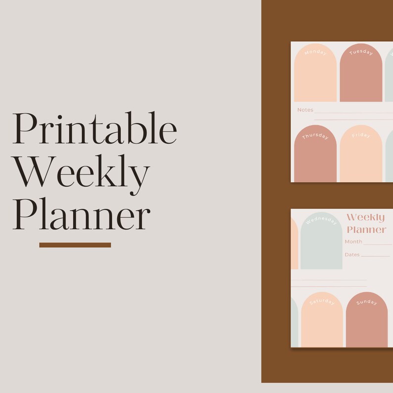 Printable Weekly Planner | Modern Weekly Planner| Digital Download ...
