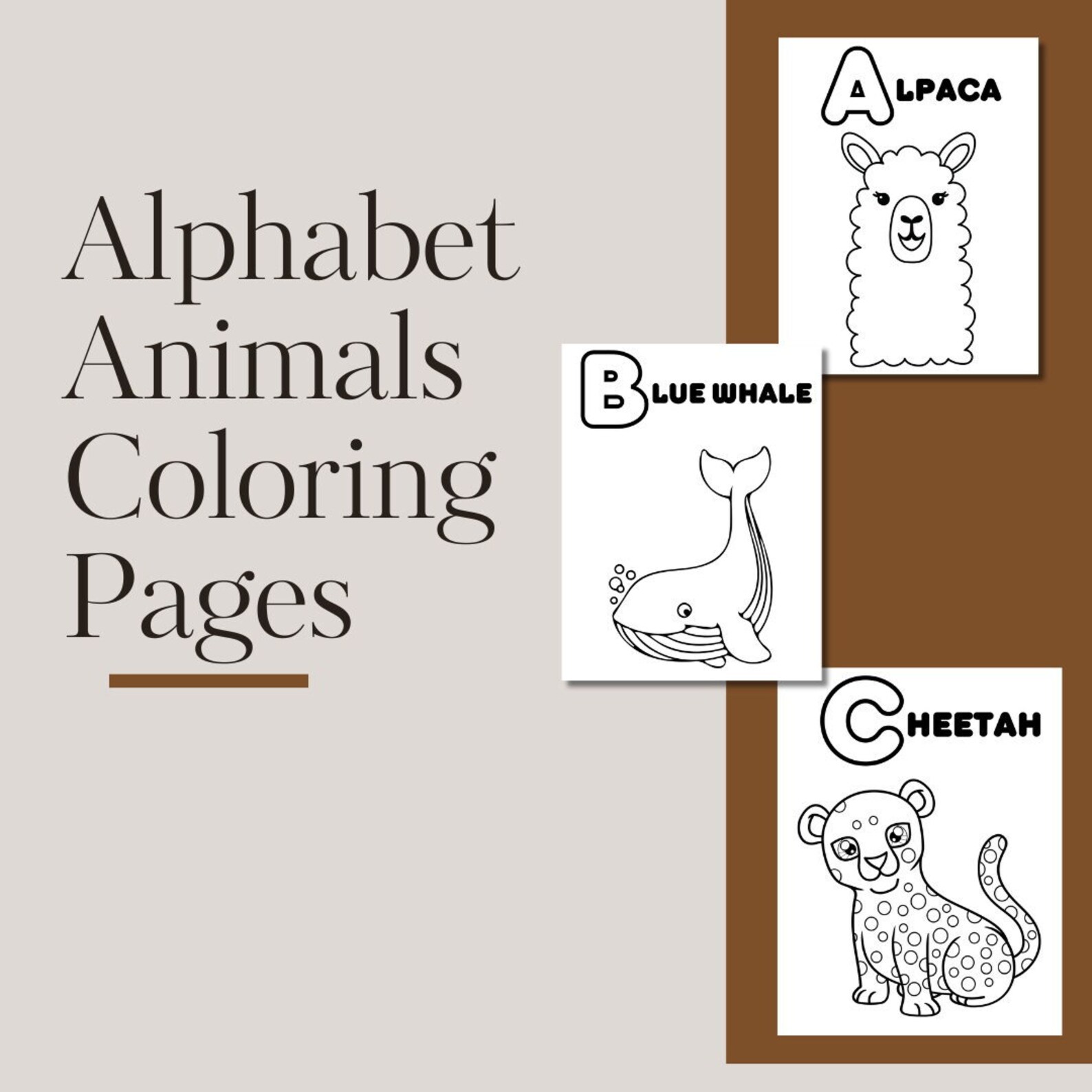 Animal Alphabet Coloring Pages, Digital Download, Fun for Kids and ...