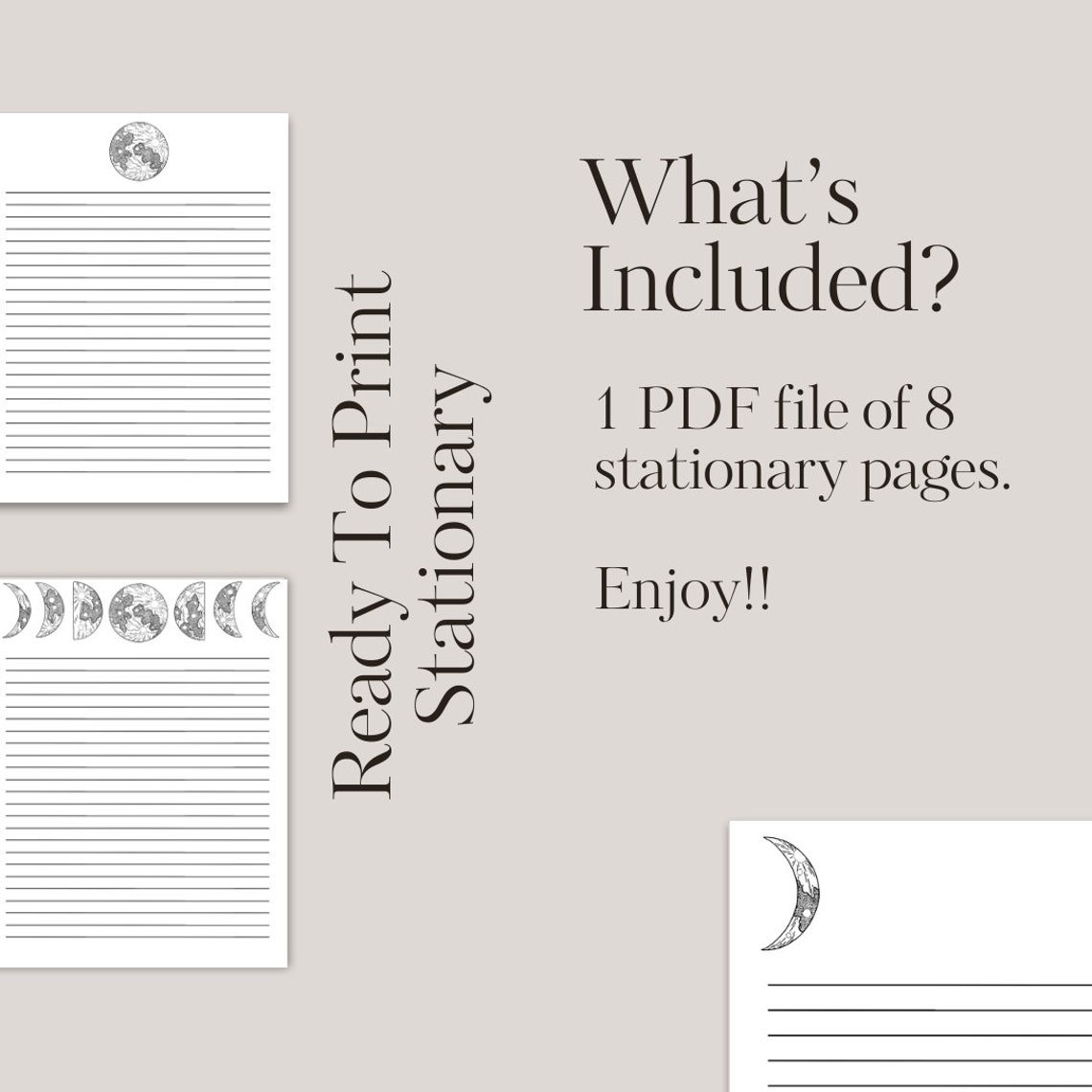 Printable Stationary | Moon Phase | Simple Stationary | Minimalistic ...