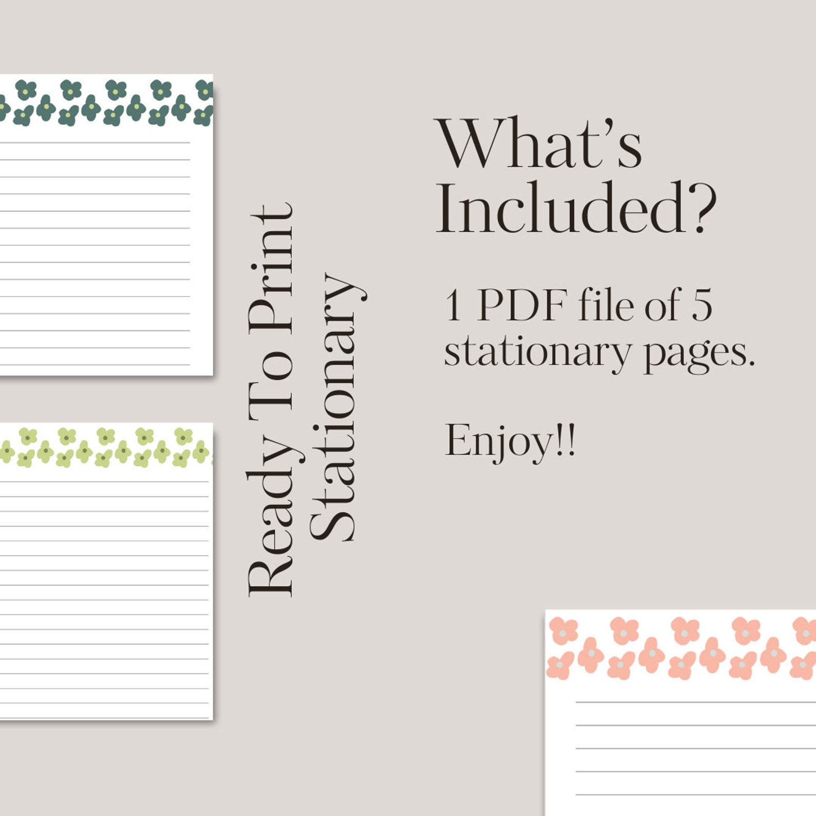 Printable Stationary | Daisy Stationary | Printable Letters | Digital Download - Etsy
