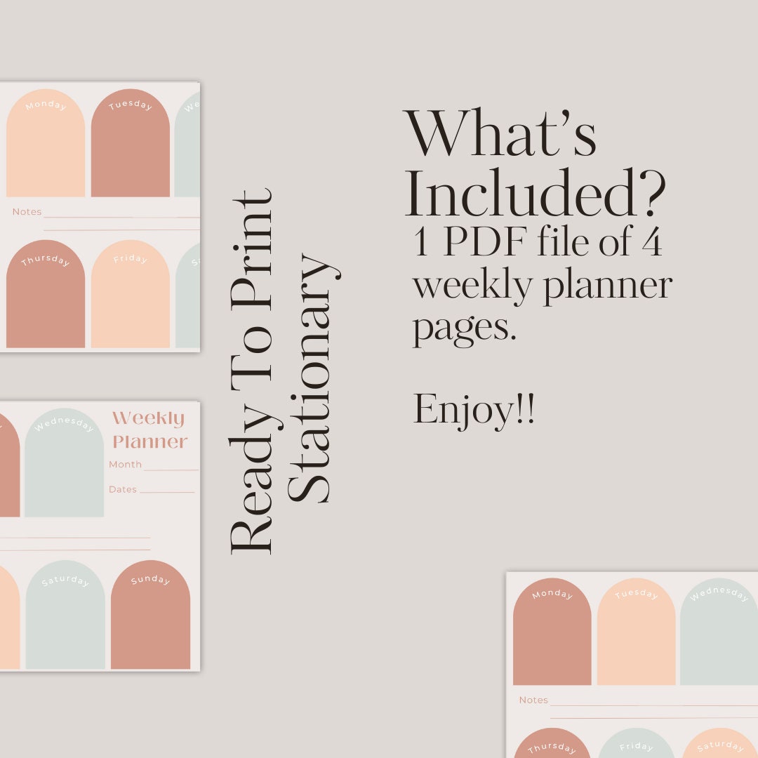 Printable Weekly Planner | Modern Weekly Planner| Digital Download ...