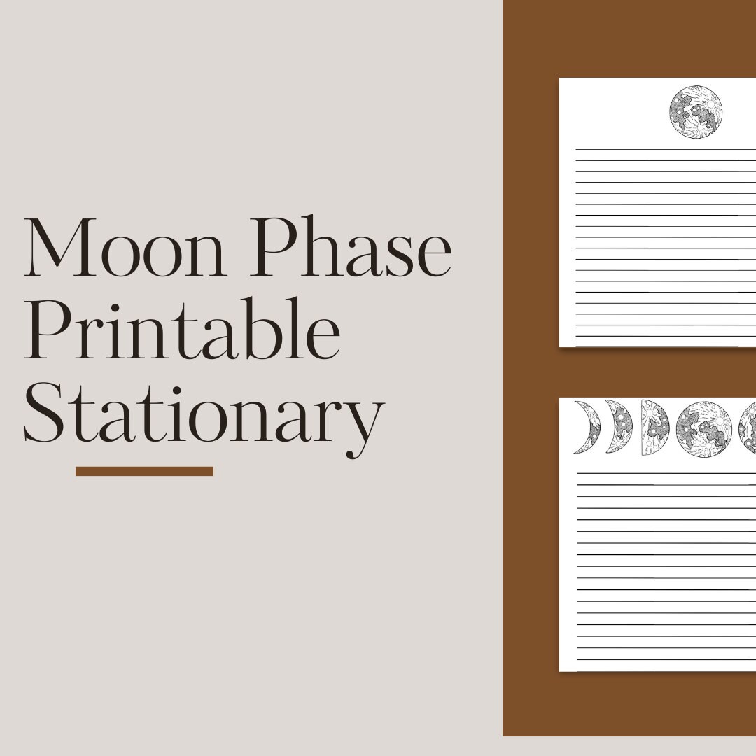 Printable Stationary | Moon Phase | Simple Stationary | Minimalistic ...